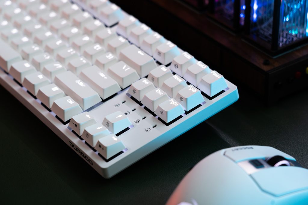 White Mechanical Keyboard with RGB Sleek Setup Options